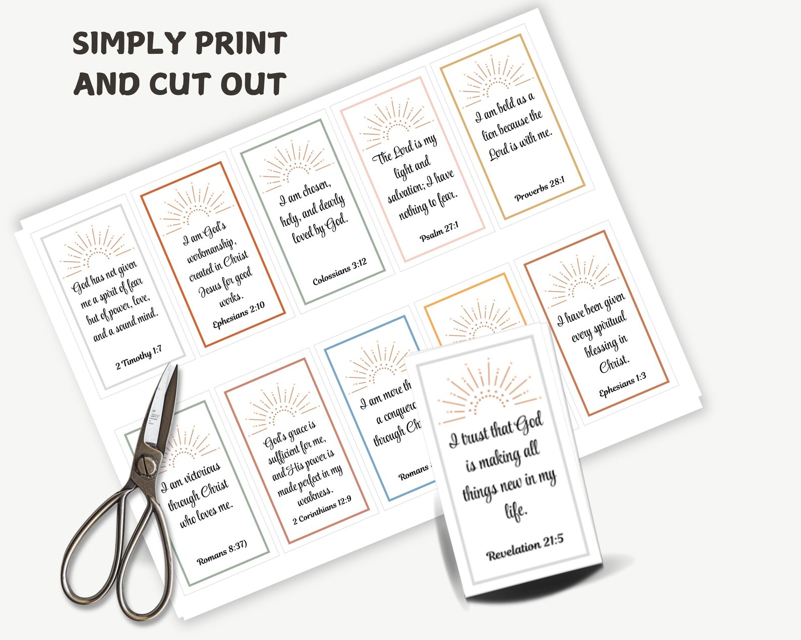 Bible Verse New Year Affirmation Cards, 60 Printable Cards, Christian ...