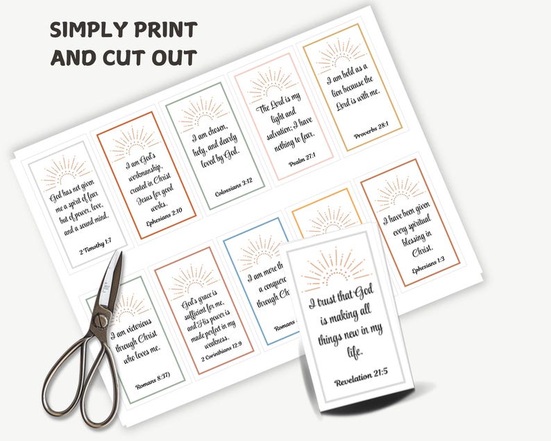 Bible Verse New Year Affirmation Cards, 60 Printable Cards, Christian ...