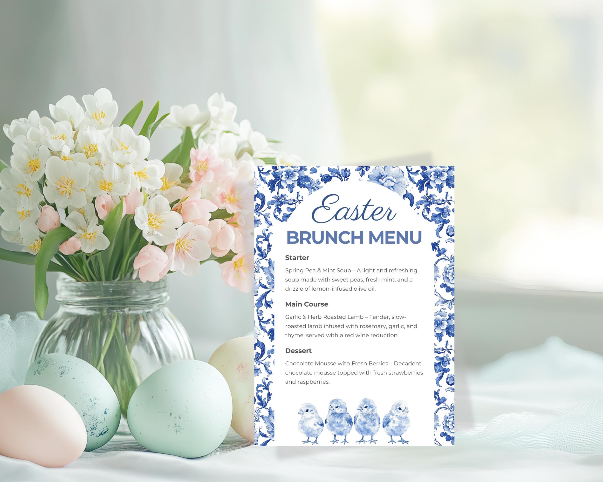 Easter Brunch Menu Template, Printable Easter Menu, Spring Lunch Menu, Easter Dinner Menu Card ...