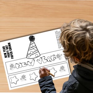 New Years Crown Coloring Craft, Fun Kid's New Year Party Party Activity ...