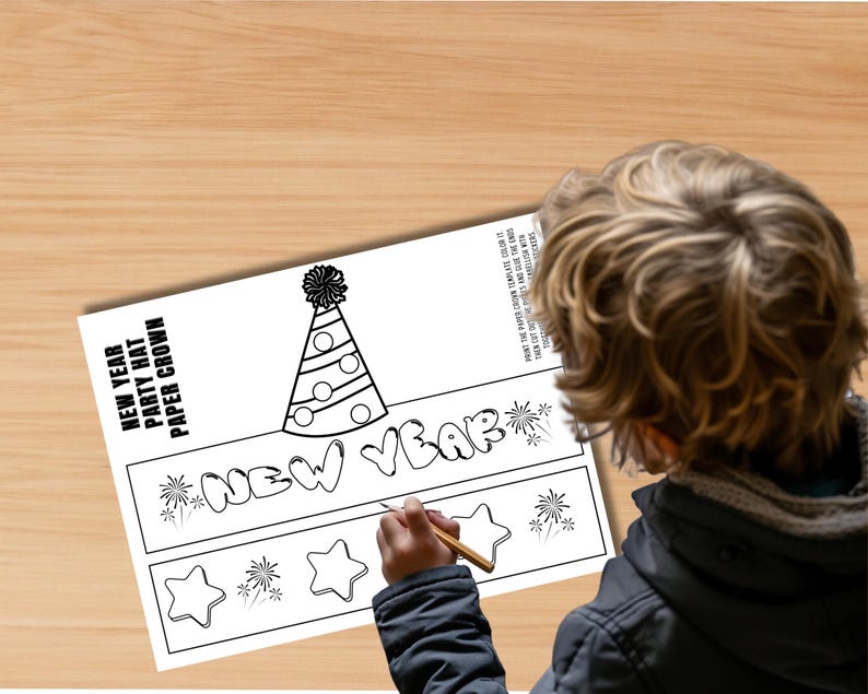 New Years Crown Coloring Craft, Fun Kid's New Year Party Party Activity ...