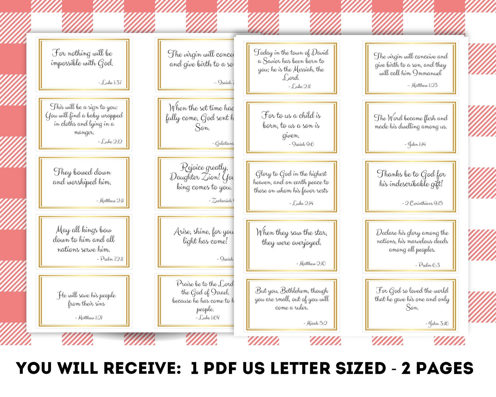 Christmas Scripture Verse Cards, Bible Verse Cards, Christian Advent ...