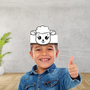 Sheep Coloring Craft, Lamb Paper Crown Party Activity, Farm Animal ...