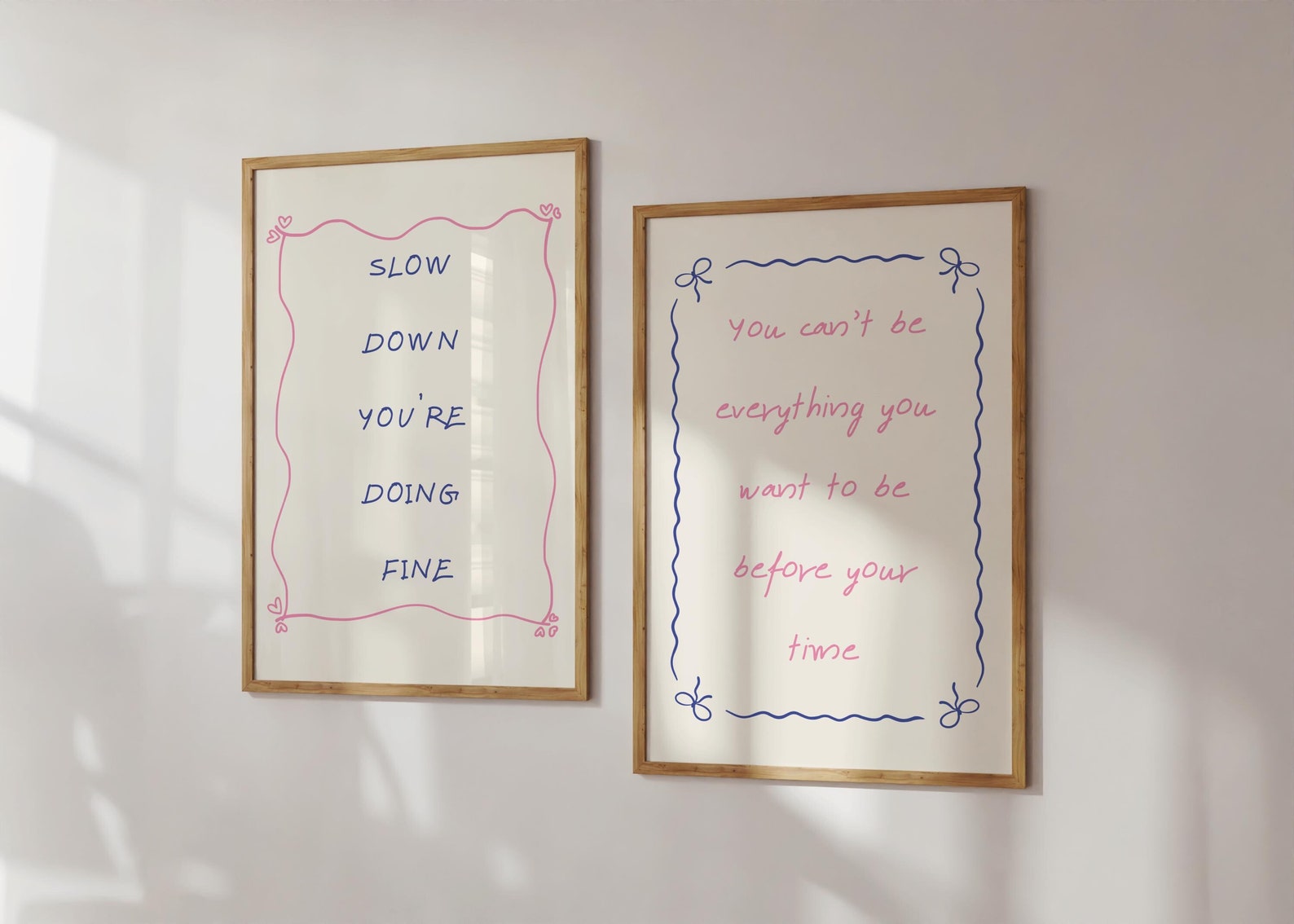 Trendy Wall Art SET Slow Down You're Doing Fine Print Encouraging Wall ...