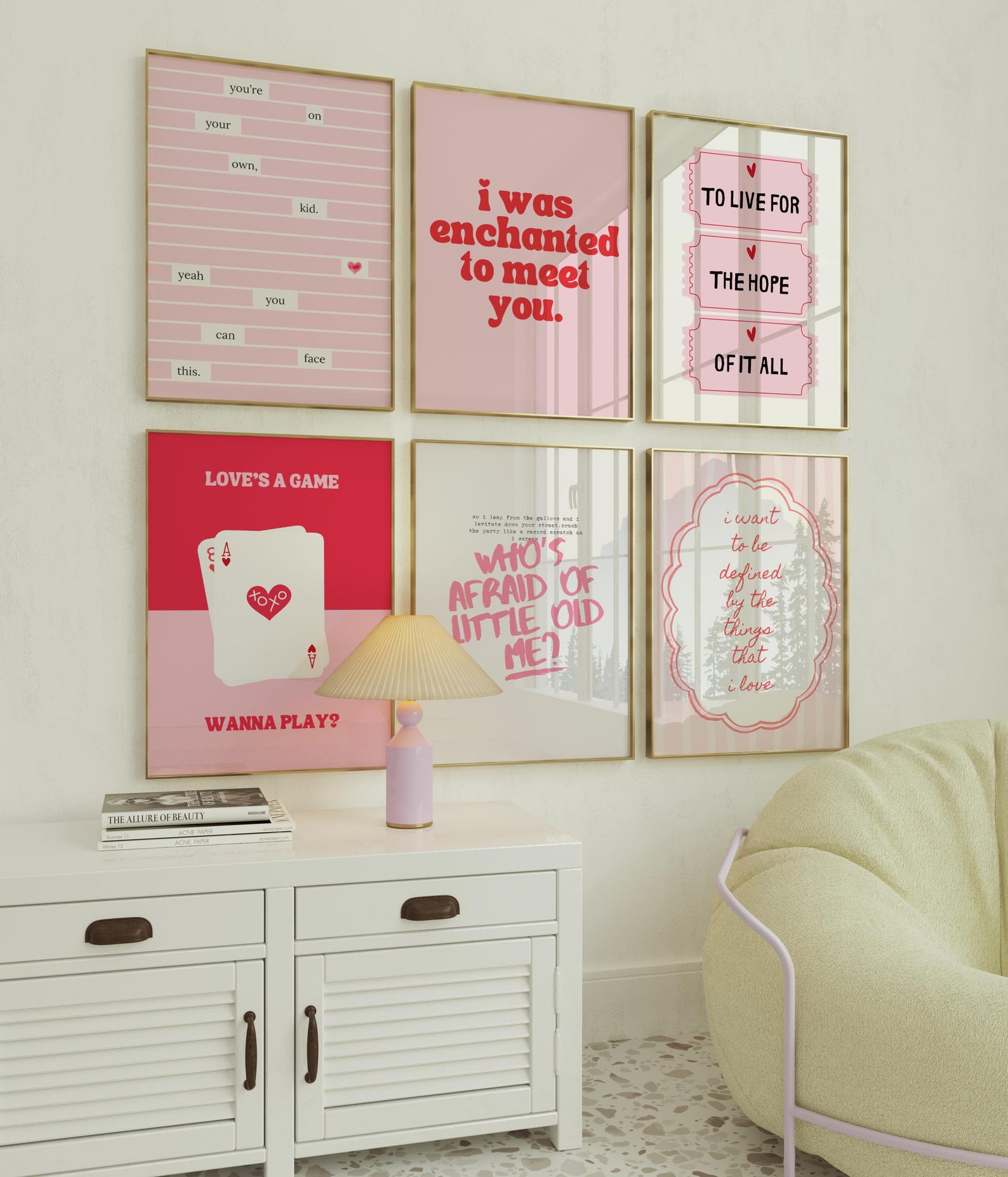 Taylor Inspired Pink Gallery Wall Art Print Set: Girly Dorm Decor ...
