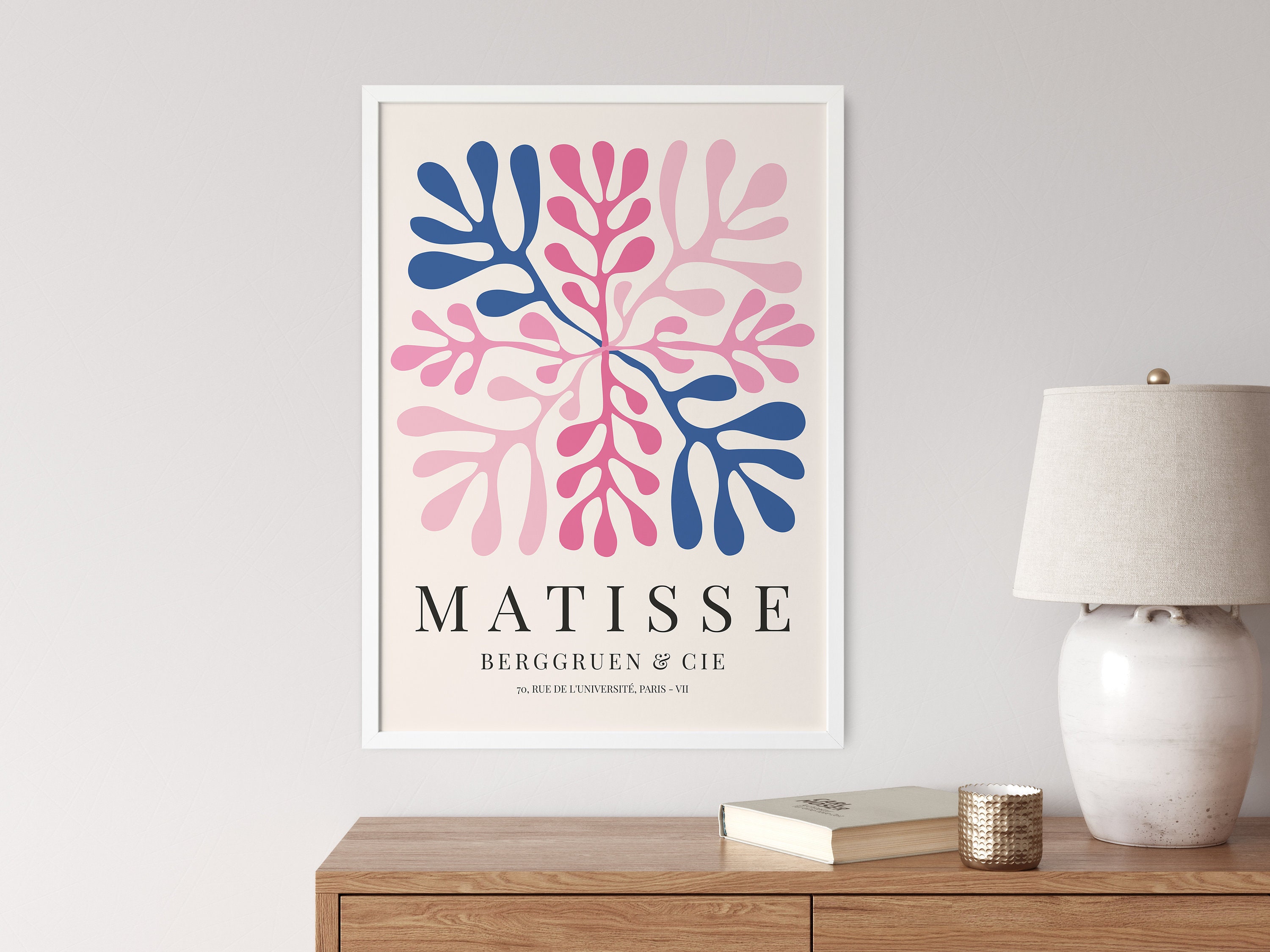 Navy Blue Henri Matisse Colorful Print Set of 3, Set of Matisse Wall Poster, 3 Piece Mid Century ...
