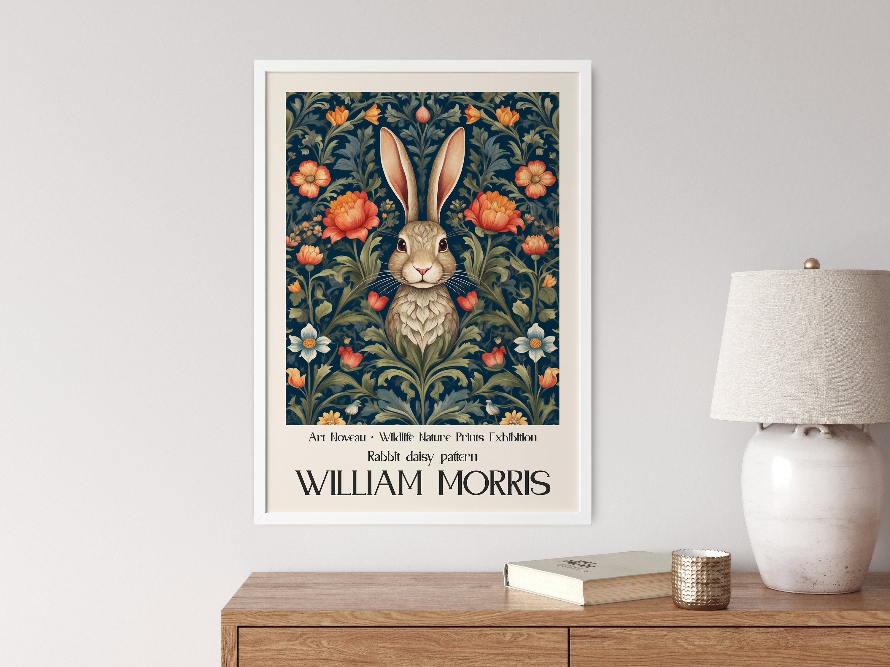 William Morris Print, Bunny William Morris Exhibition Print, Rabbit ...