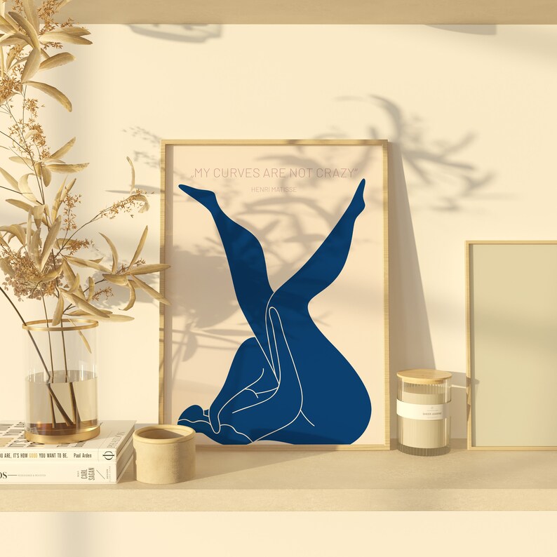 Navy Blue Henri Matisse Poster, Vintage Woman Curves Cut-outs Art Print ...