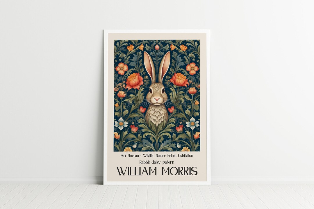 William Morris Print, Bunny William Morris Exhibition Print, Rabbit ...