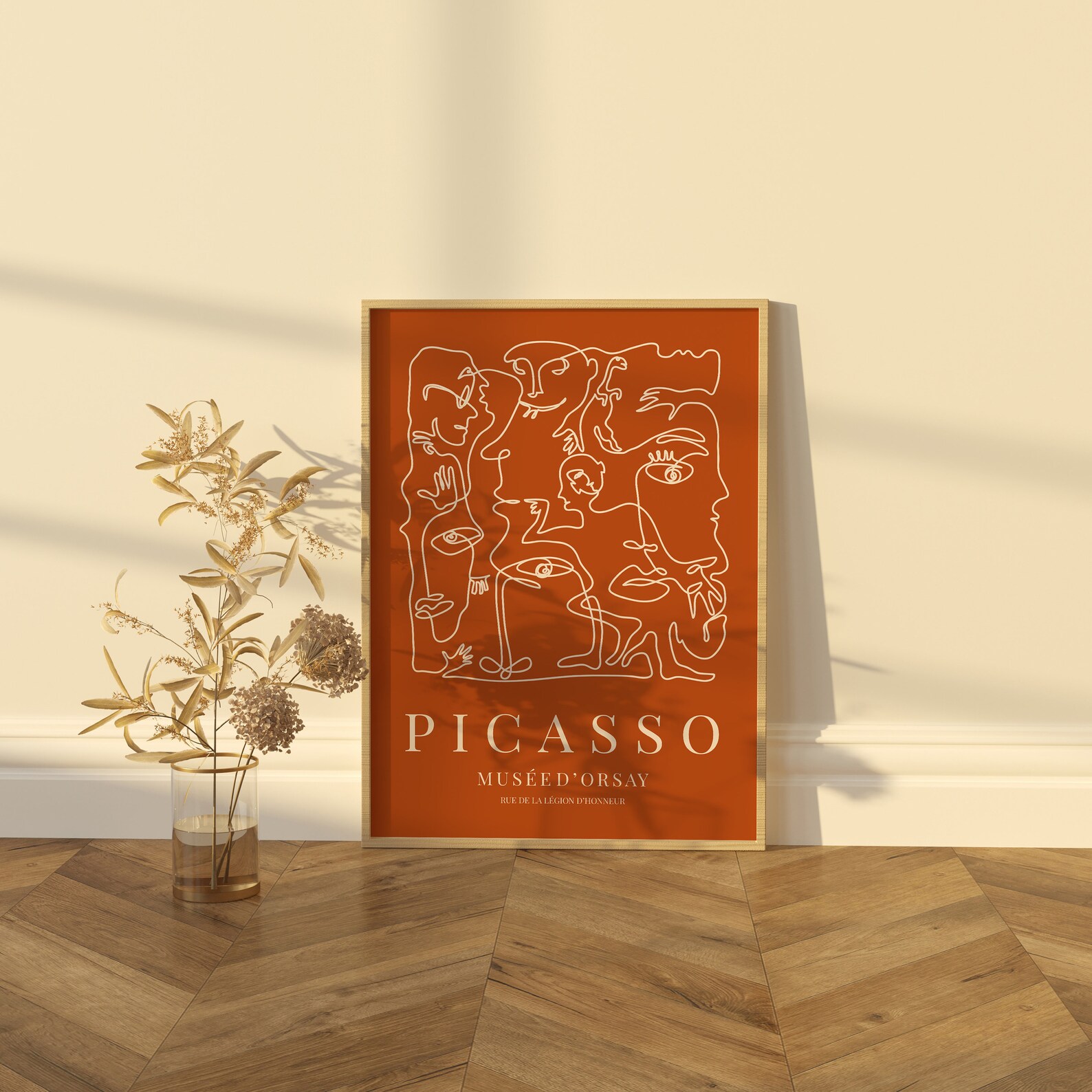 Picasso Faces Print, Burnt Orange Exhibition Poster, Home Wall Decor ...