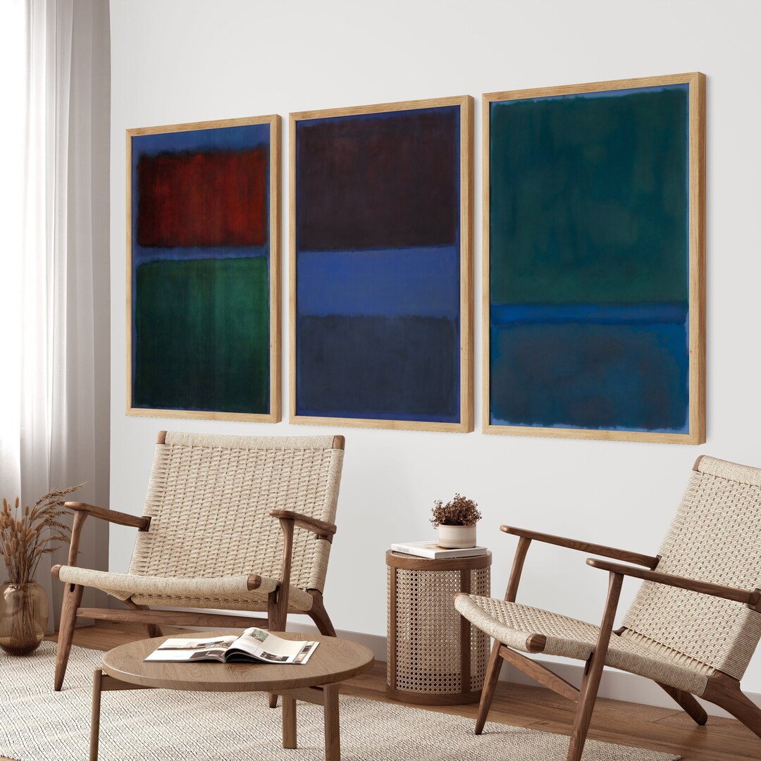 Mark Rothko Print Set of 3, Navy Blue Wall Art, Rothko Poster Set ...