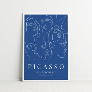 Navy Blue Henri Matisse Colorful Print Set of 3, Set of Matisse Wall Poster, 3 Piece Mid Century ...