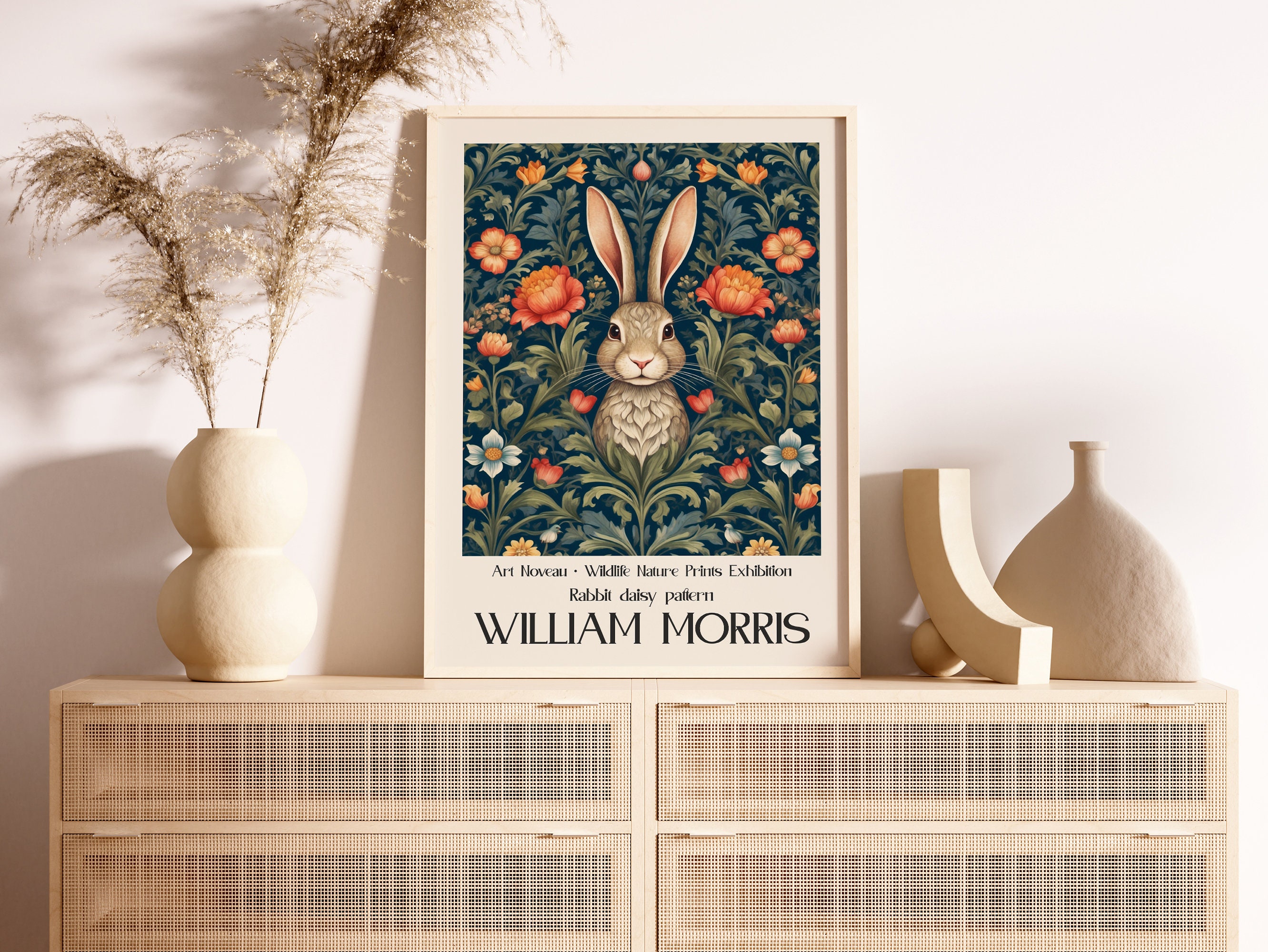 William Morris Print, Bunny William Morris Exhibition Print, Rabbit ...
