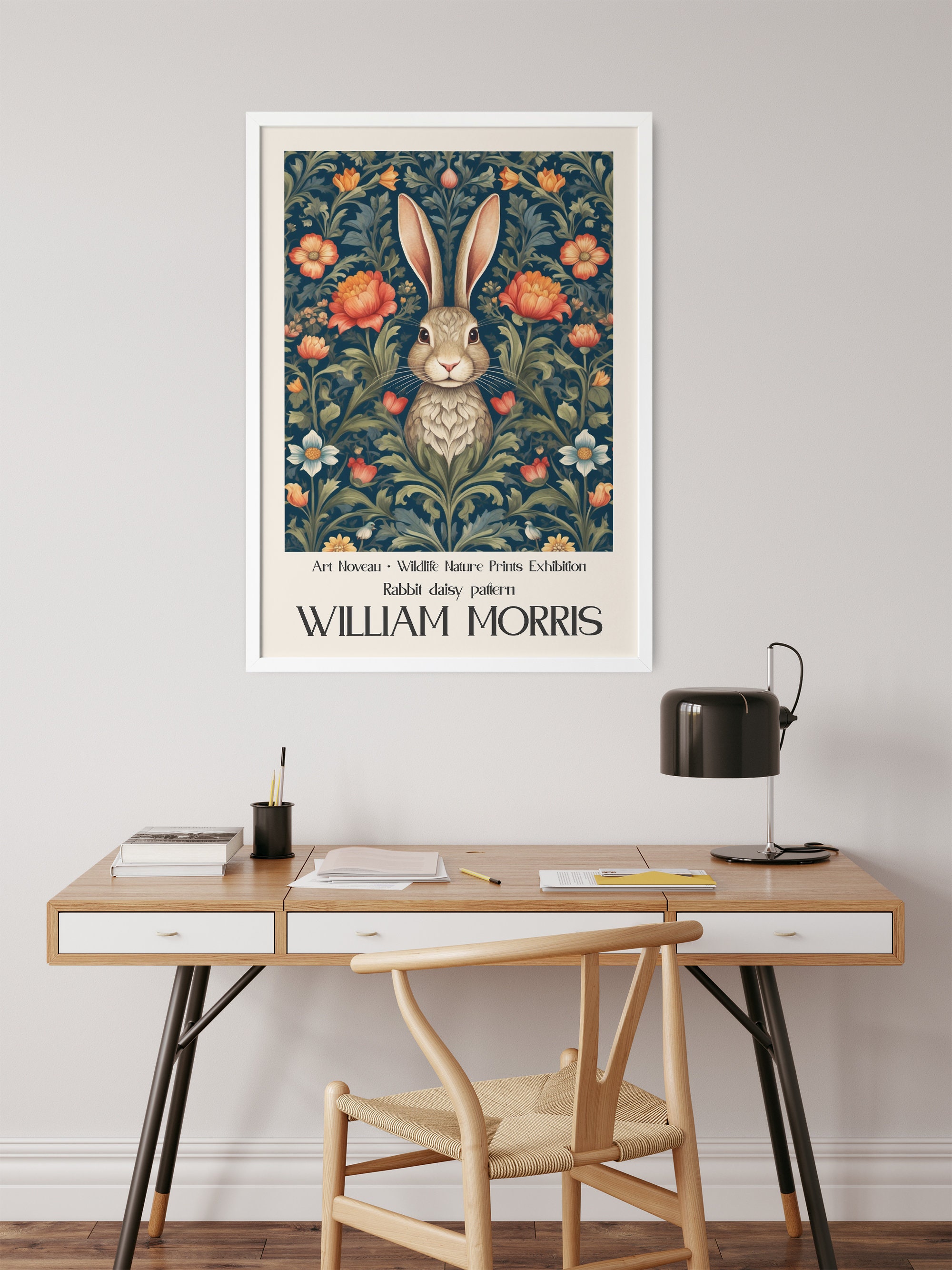 William Morris Print, Bunny William Morris Exhibition Print, Rabbit ...