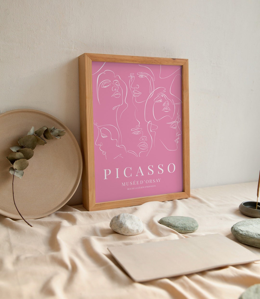 Pablo Picasso Faces Print, Exhibition Poster, Pink Wall Art, Home Decor ...