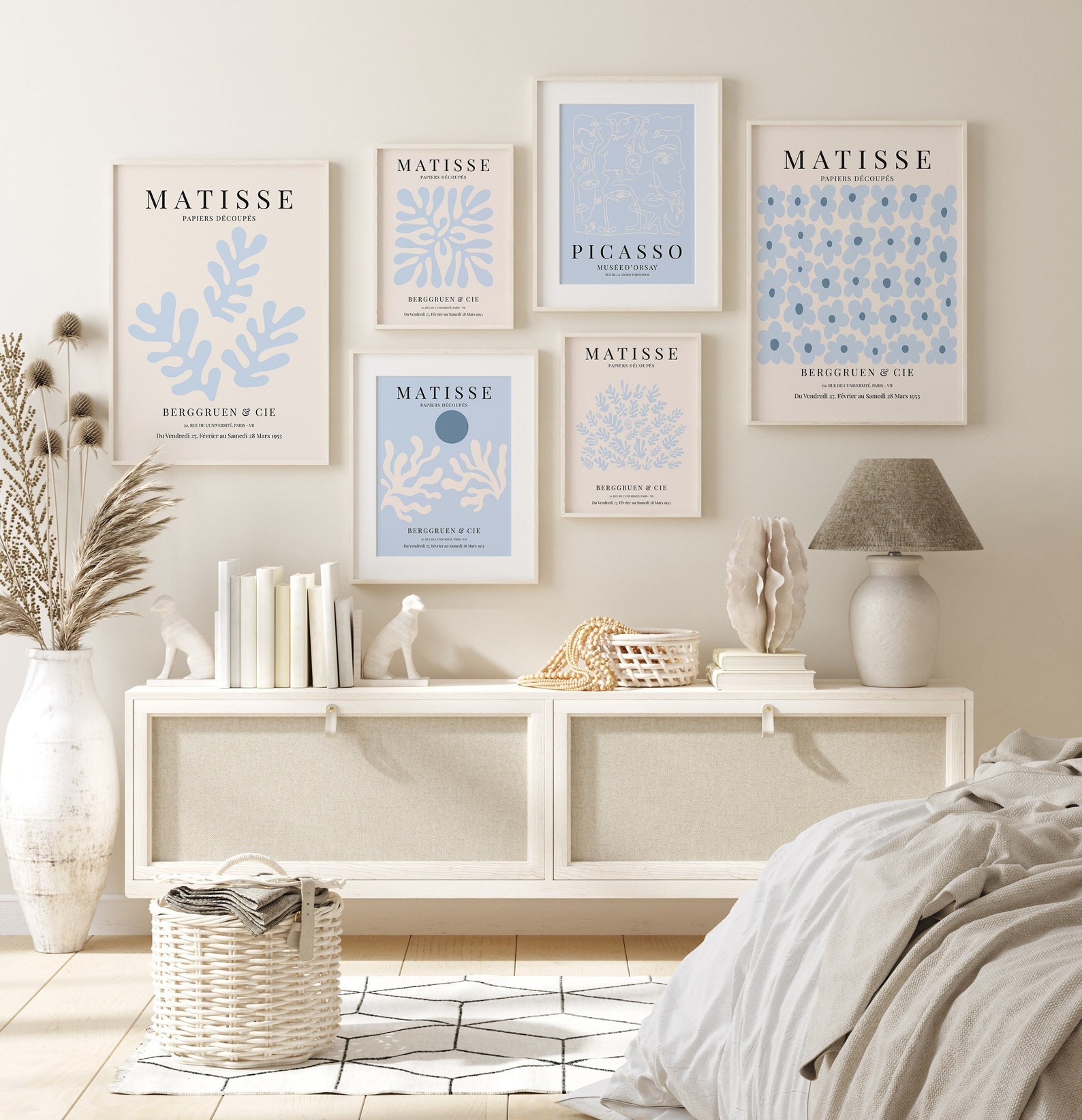 Matisse Print Set, Sky Bue Wall Art Set of 6, Picasso Poster, Dorm ...