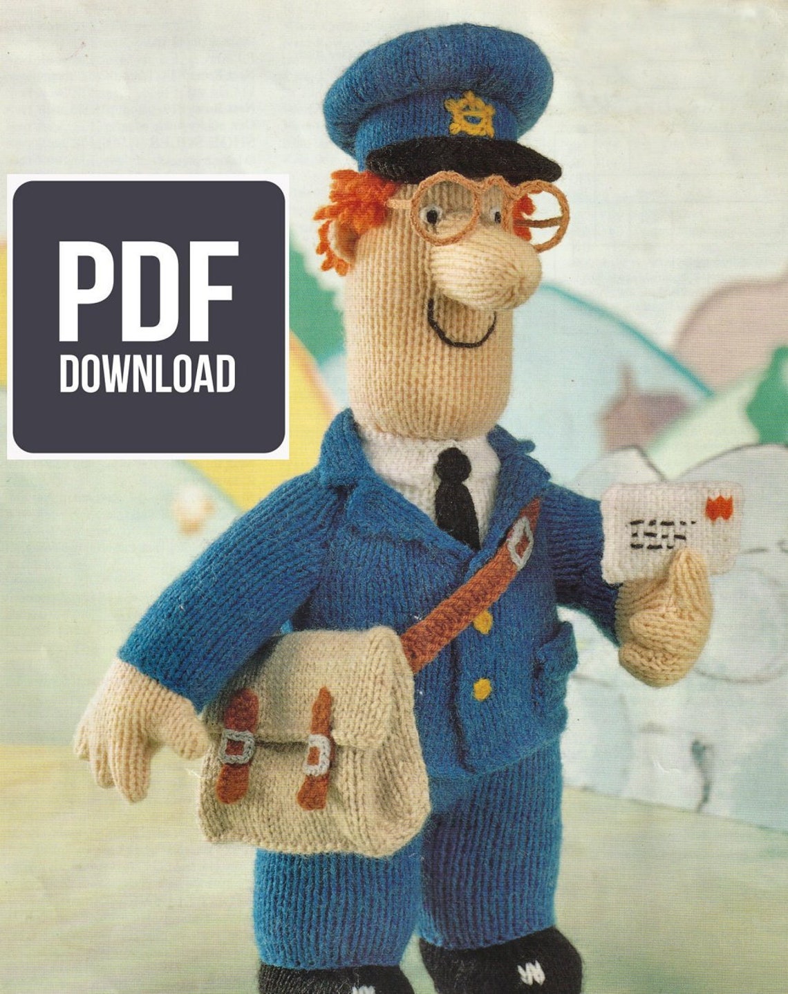 Vintage Postman Pat Knitting Pattern DIGITAL DOWNLOAD A4 PDF - Etsy