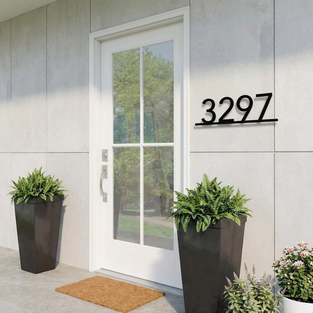 Metal Address Number Sign | Modern Deco House Number Sign | Modern ...