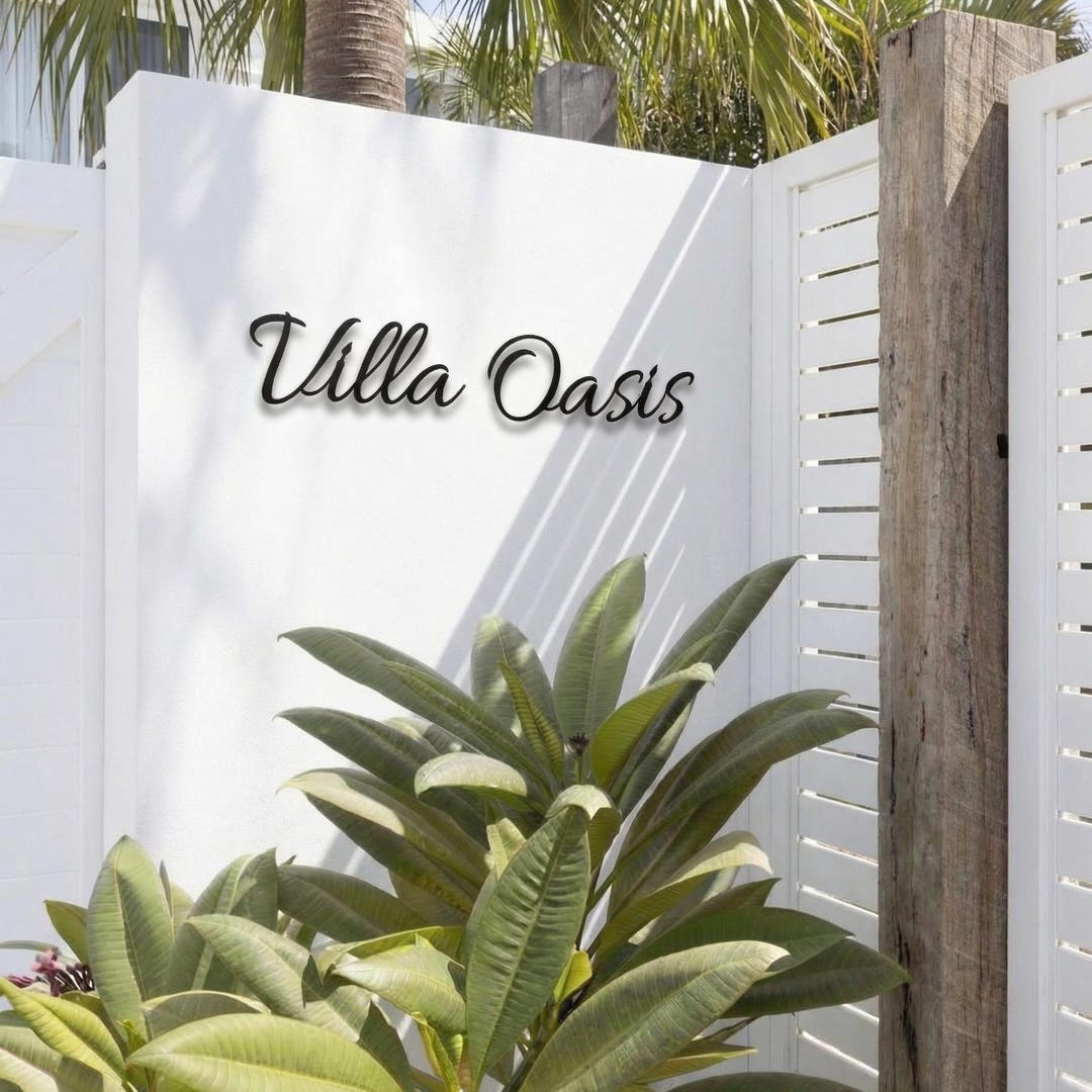 Personalized Villa Name Sign, Custom Modern Metal Casa Name Sign ...