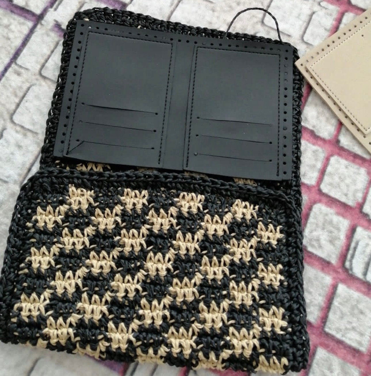 Black Raffia Wallet Bag, Straw Wallet Clutch Bag, Crochet Wallet Bag ...