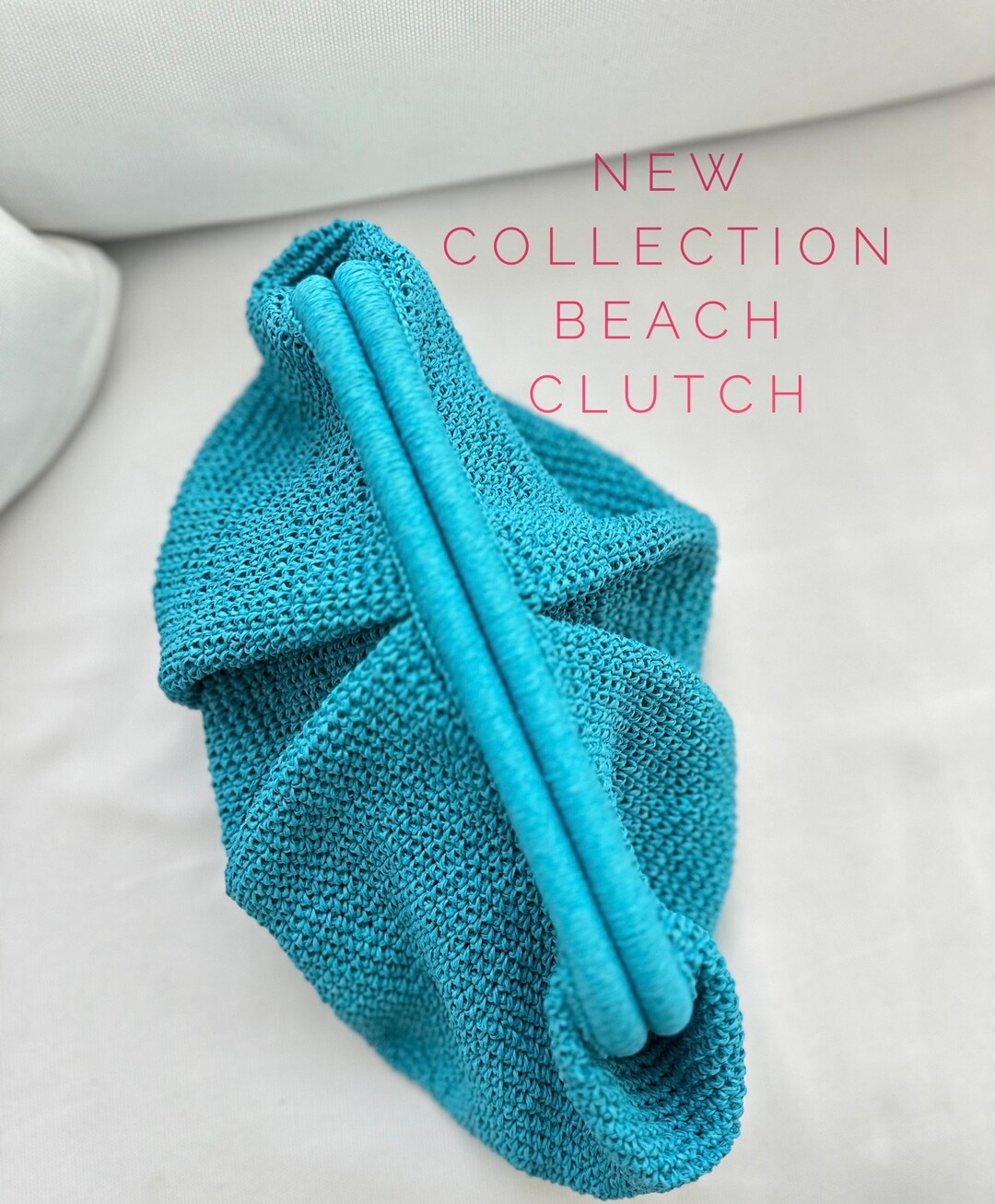 Turquase Raffia Bag, Beach Crochet Straw Bags, Blue Straw Clutch, Party ...
