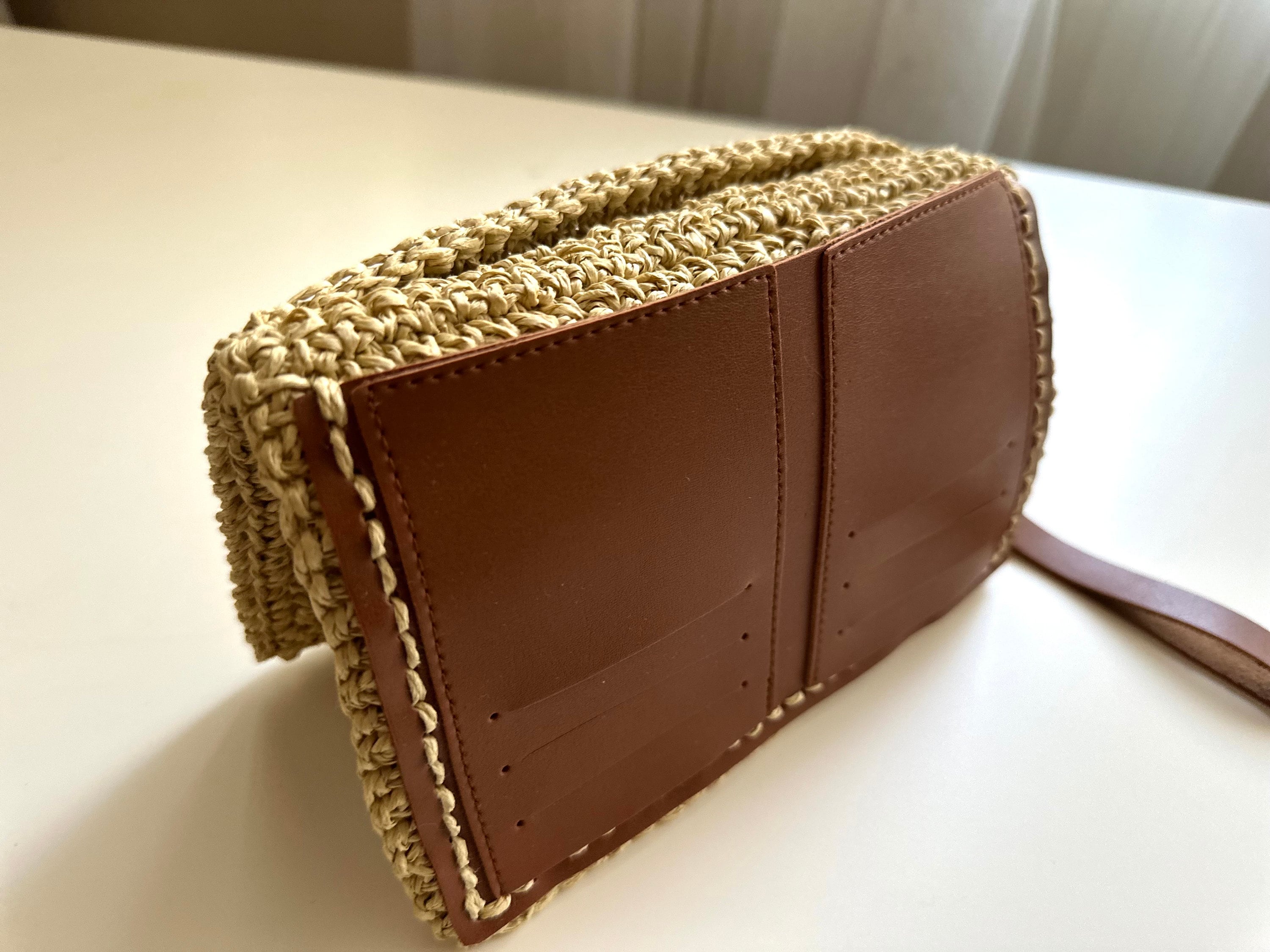 Black Raffia Wallet Bag, Straw Wallet Clutch Bag, Crochet Wallet Bag ...