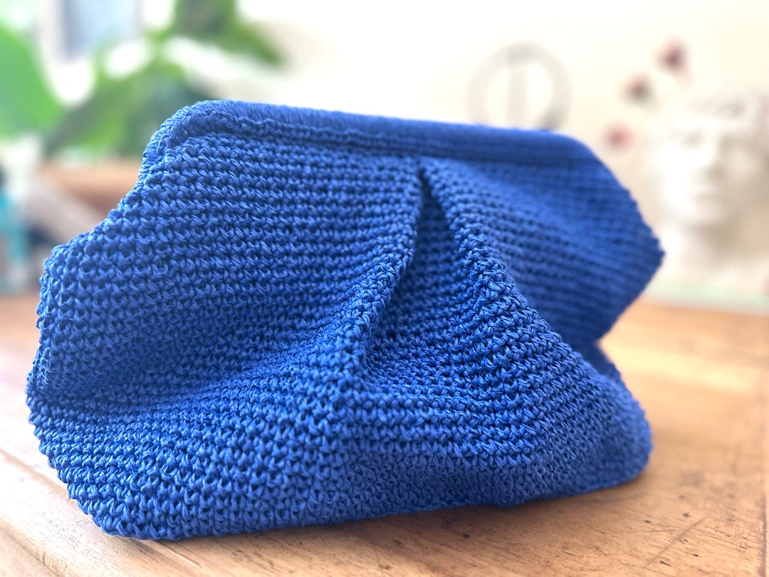 Navy Colorful Raffia Bag, Blue Crochet Straw Bag, Dark Blue Straw ...