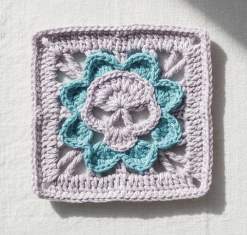 Gothic Bloom Skull Flower Granny Square ( Digital Pdf Pattern), Square ...