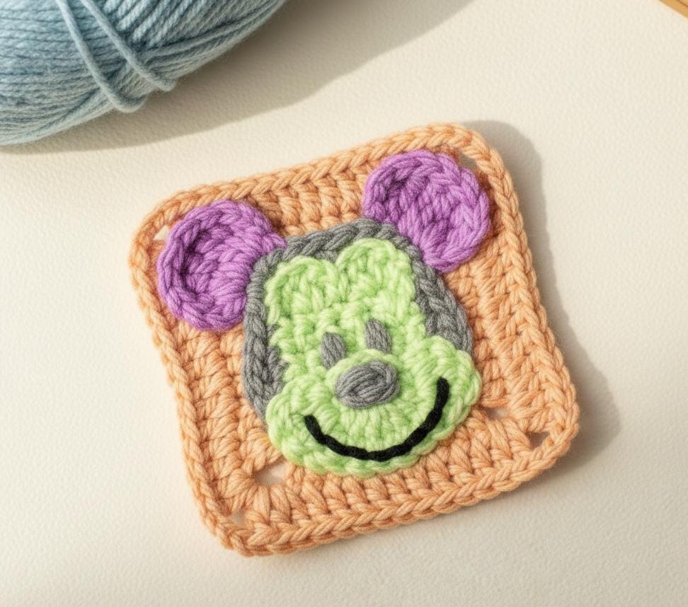 Granny Mouse Crochet Square Pattern, Mickey Baby Style Handmade DIY ...