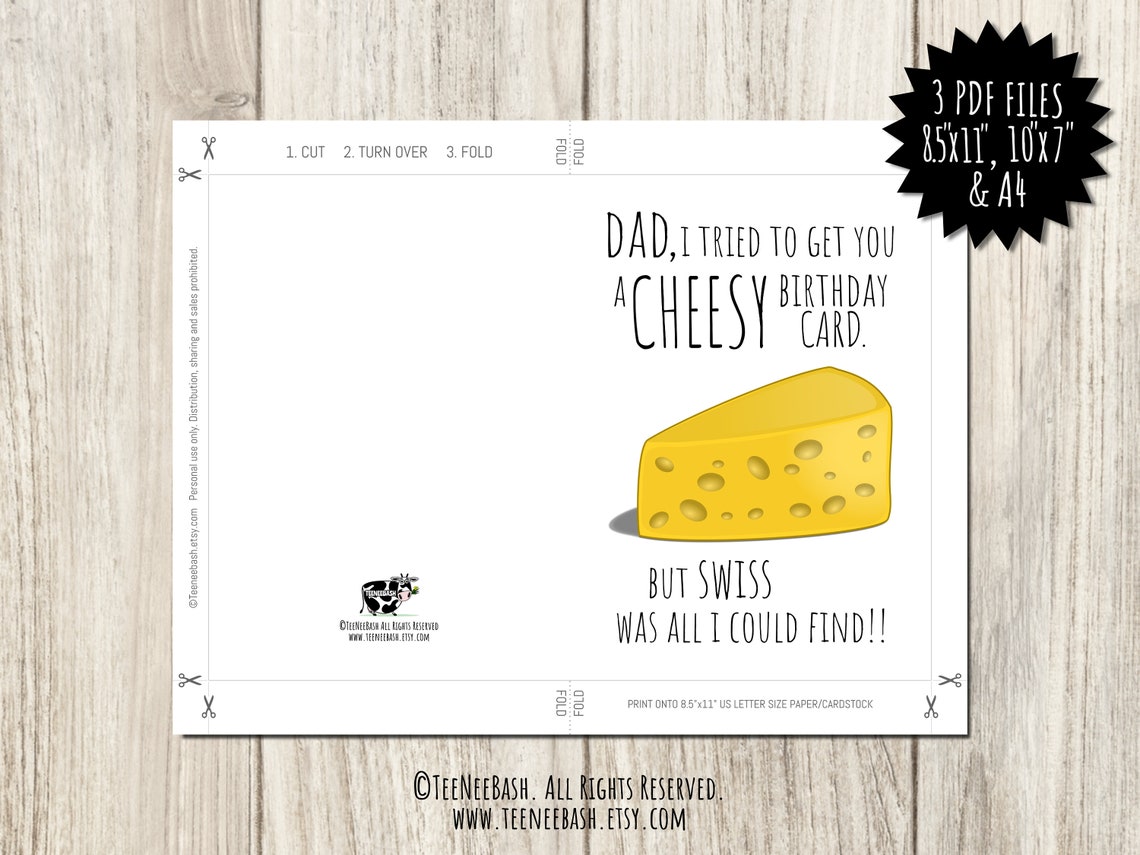 Printable Dad Birthday Card Funny Happy Birthday Dad Card Template ...