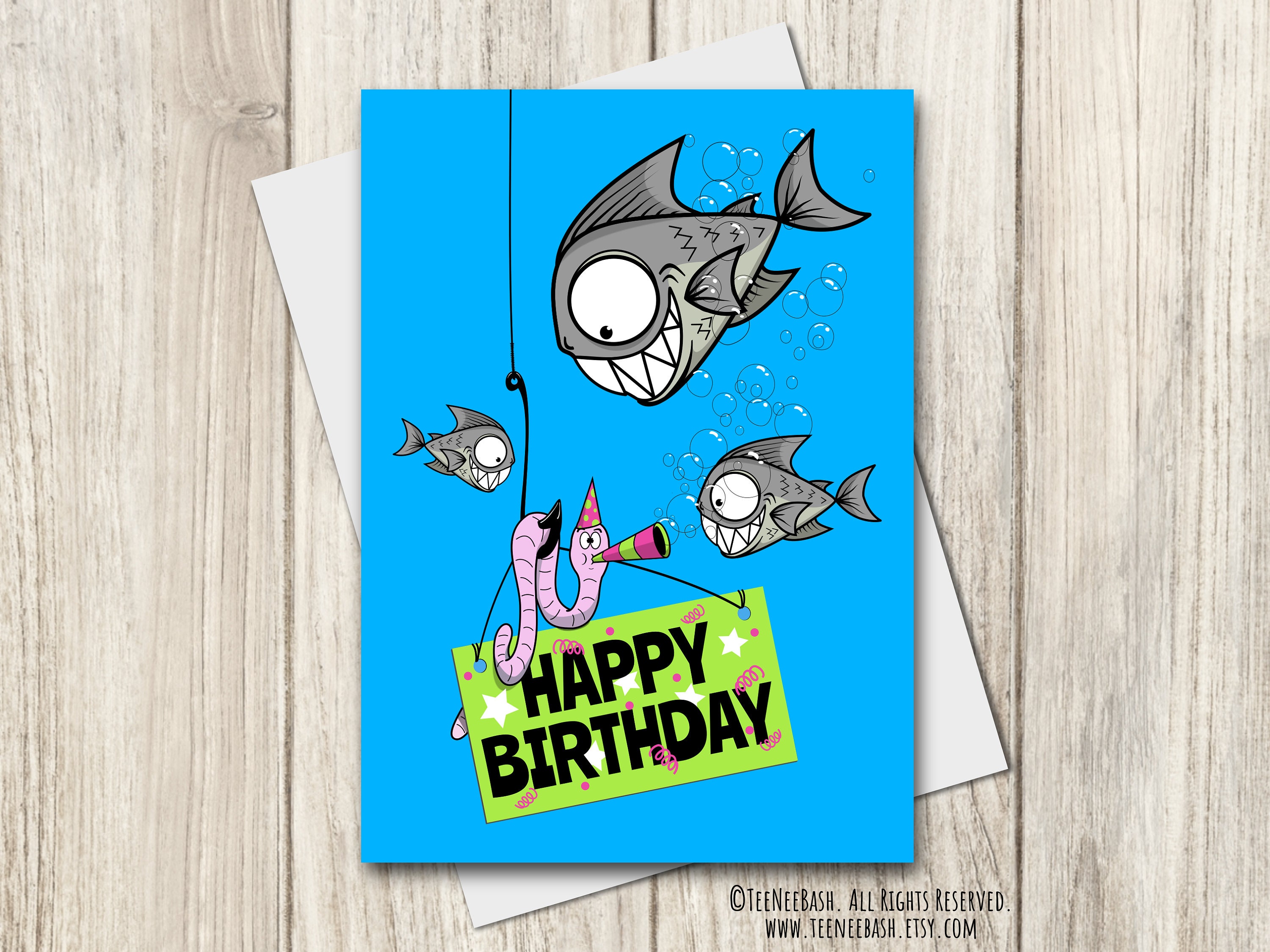 Printable Fishing Birthday Card 5"x7", Funny Fishing Greeting Card ...