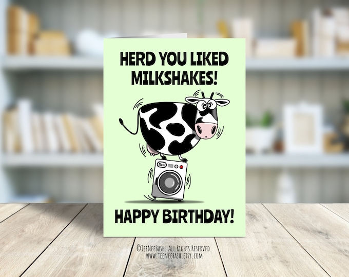Cow Birthday Card, Farm Animal Card, Cute Birthday Card, Greeting Card ...