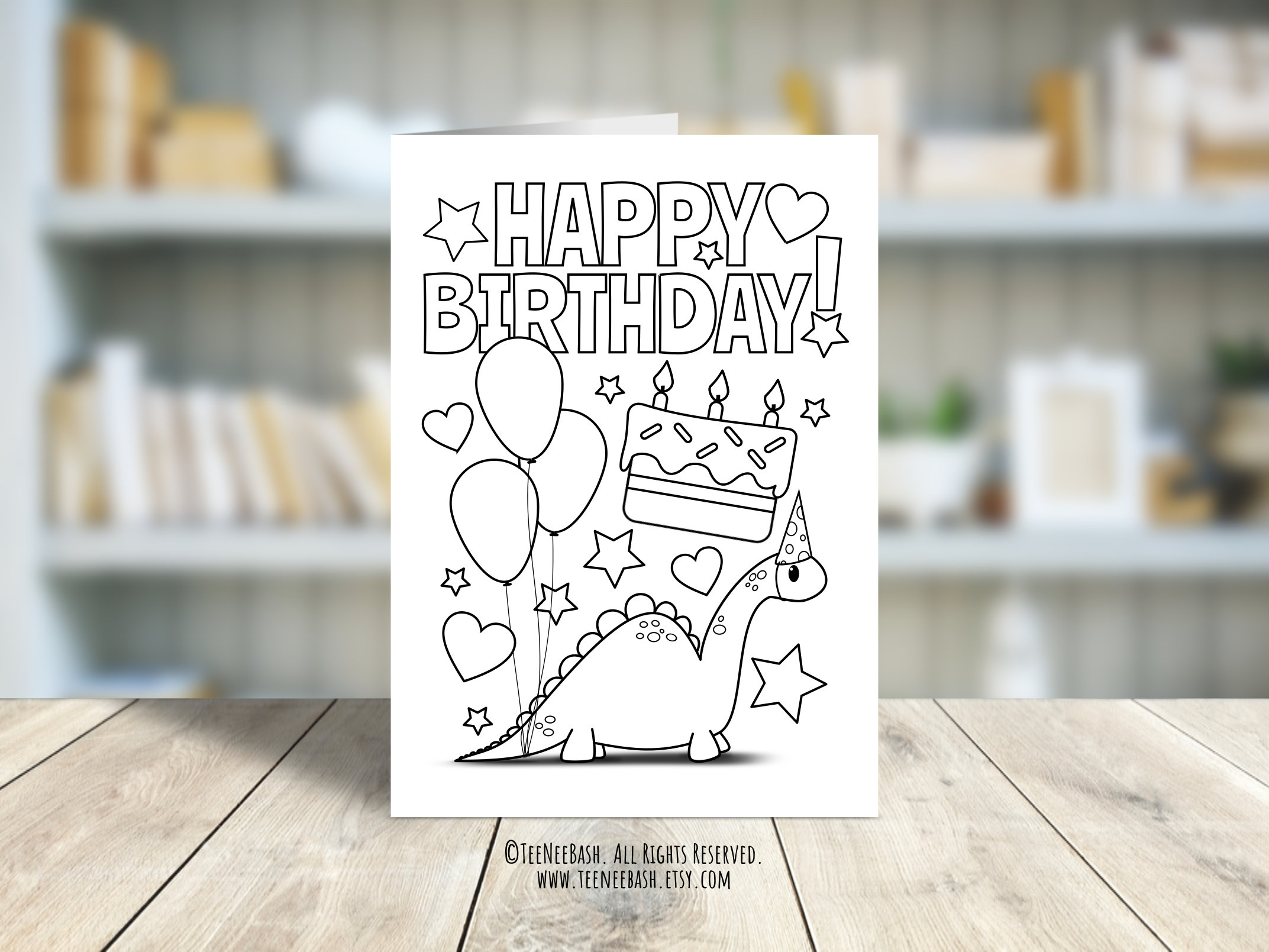 Printable Coloring Birthday Card Colouring Birthday Card for - Etsy