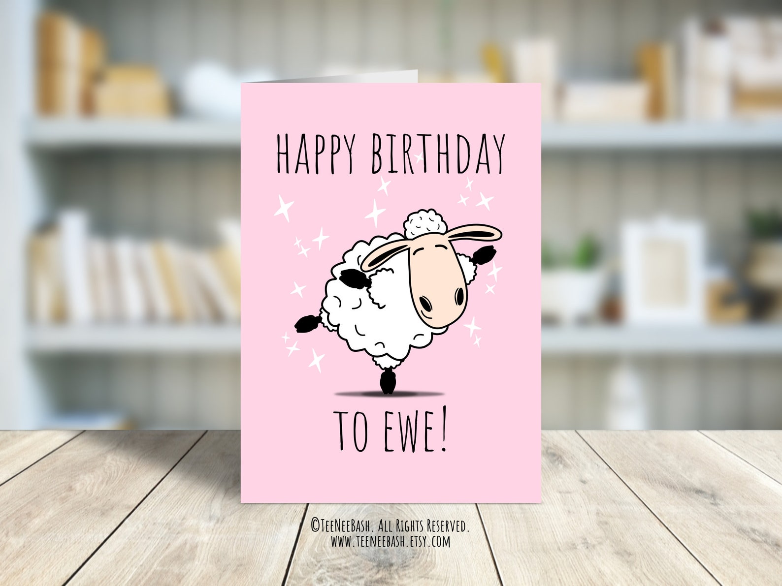 Happy Birthday to Ewe! Cute Pink Printable Dancing Sheep Birthday Card ...