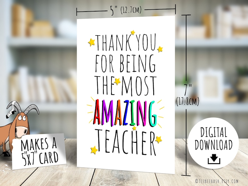 Printable Teacher Thank You Card Amazing Teacher Card End of - Etsy