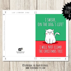 Printable Cat Christmas Card Funny Christmas Card Cat Holiday Card ...