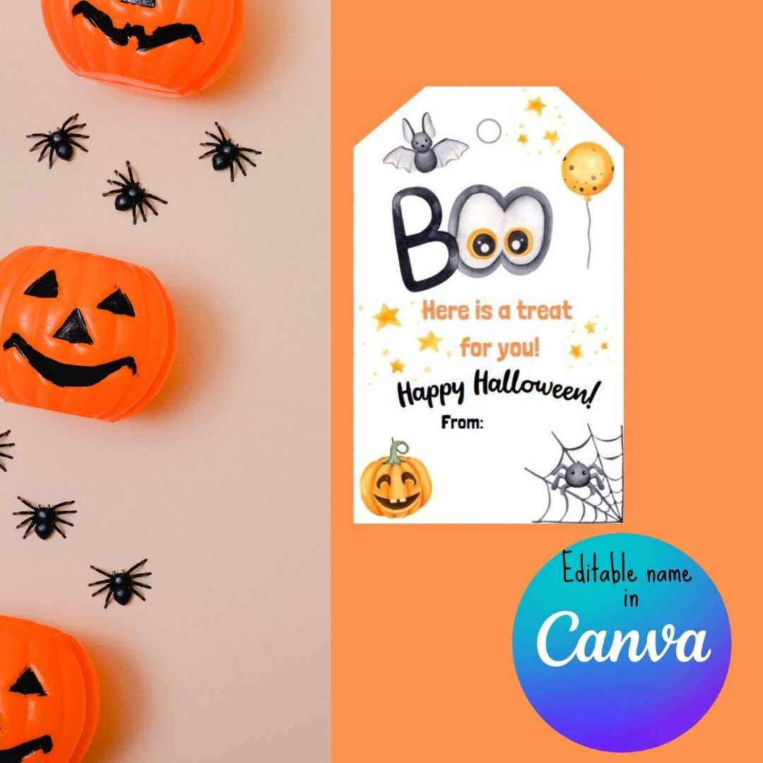 Boo Basket Tags, Halloween Favor Tags, Trick or Treat Favor Tags, Treat ...