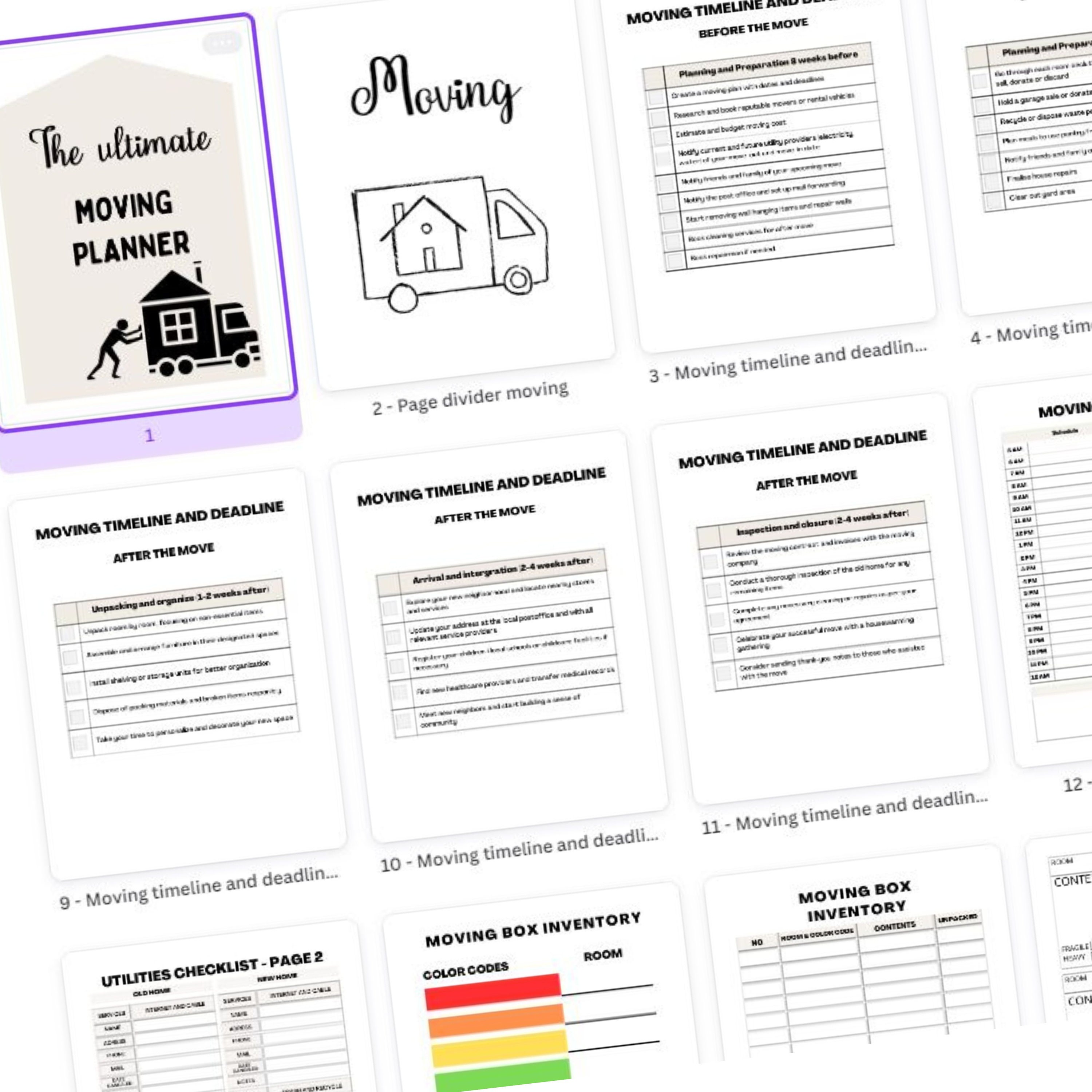 Moving Checklists and Planner Kit, Moving Organizer, To-do Lists and ...