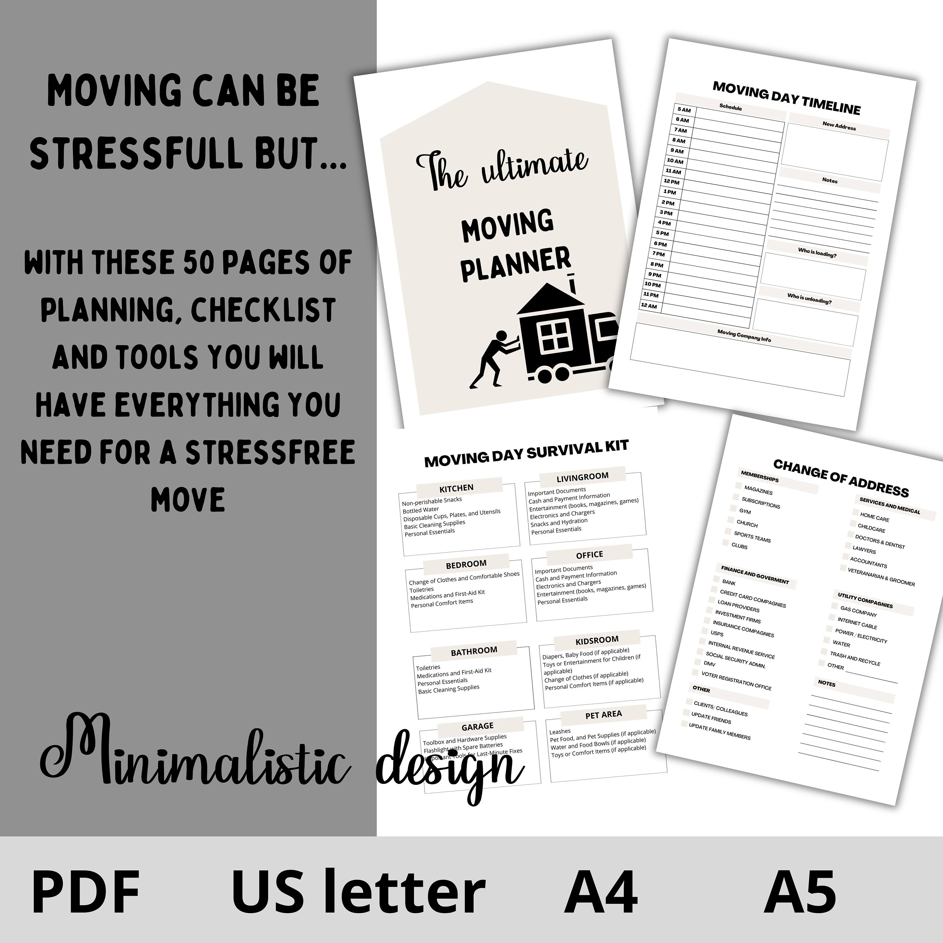 Moving Checklists and Planner Kit, Moving Organizer, To-do Lists and ...