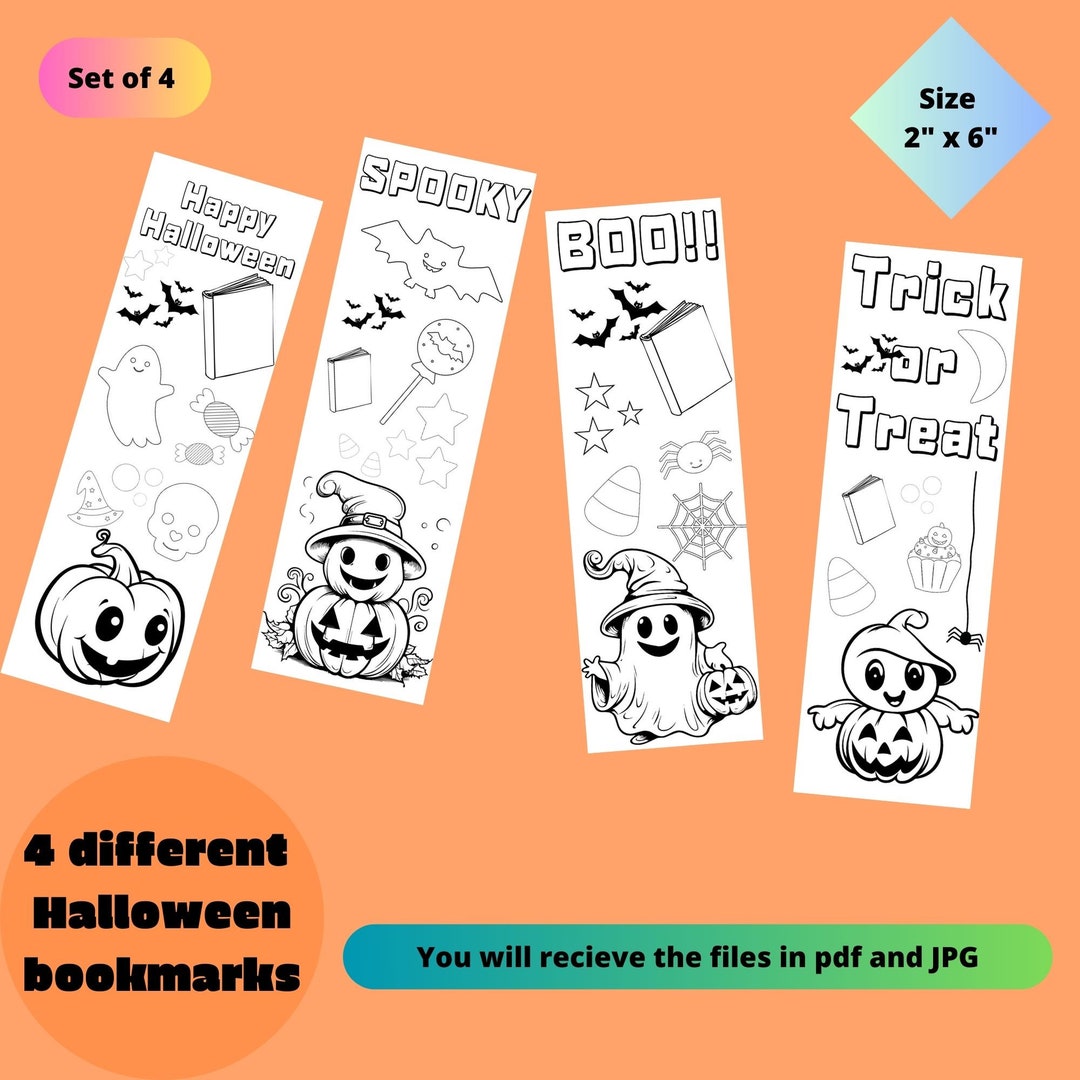 Halloween imprimible colorea tus propios marcapáginas. - Etsy México