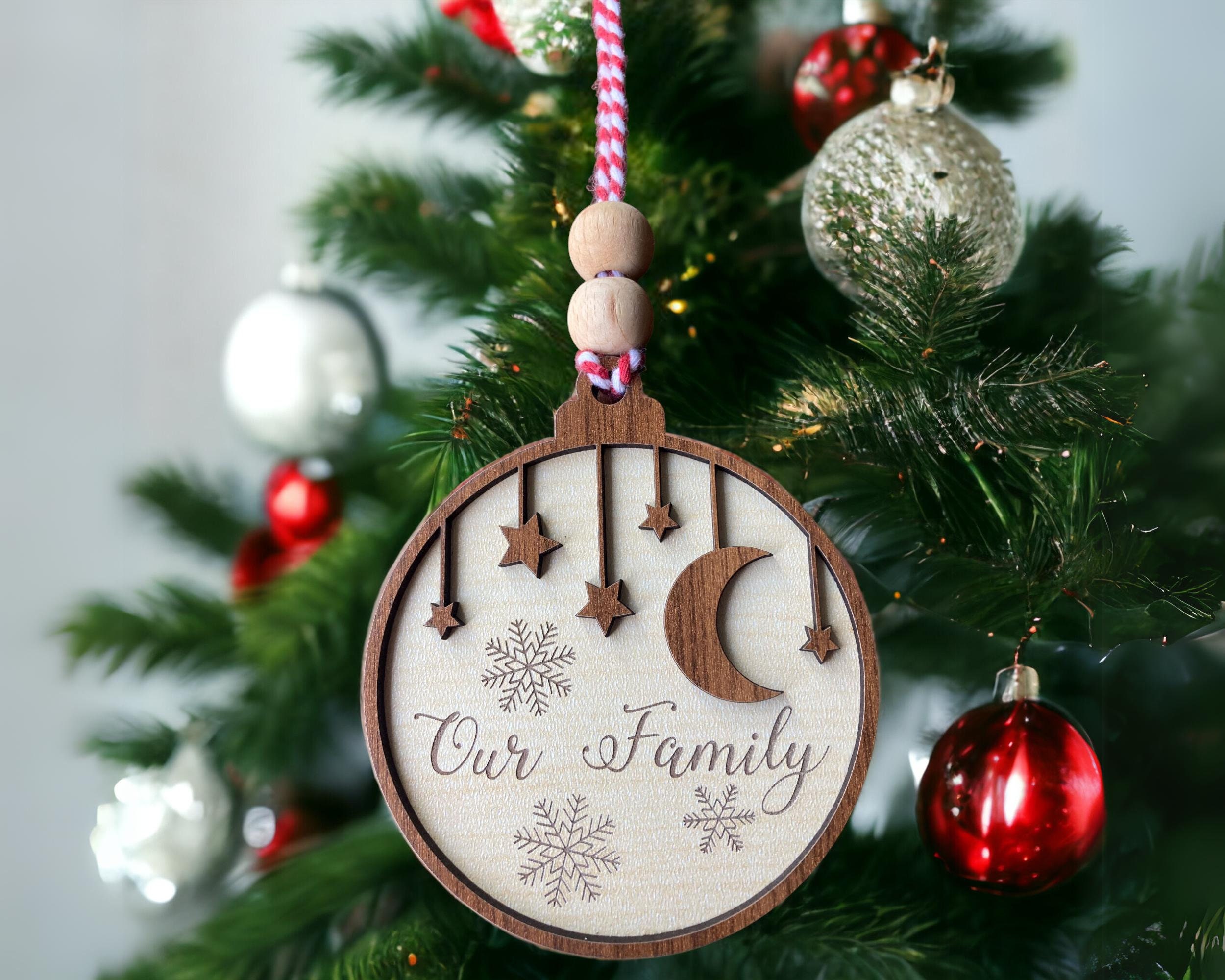 Personalized Scandinavian Wooden Ornament Collection, Unique Holiday ...