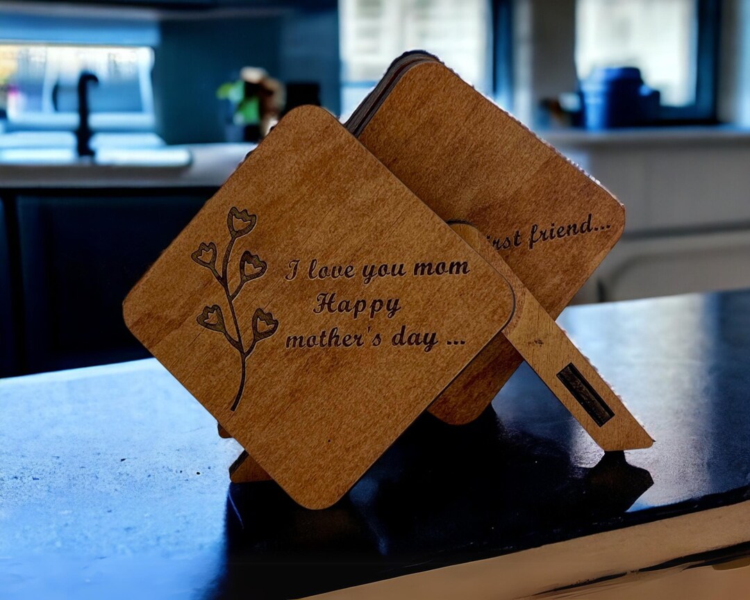 Coaster Set With Special Messages for Mom, Personalized Wooden Coaster ...
