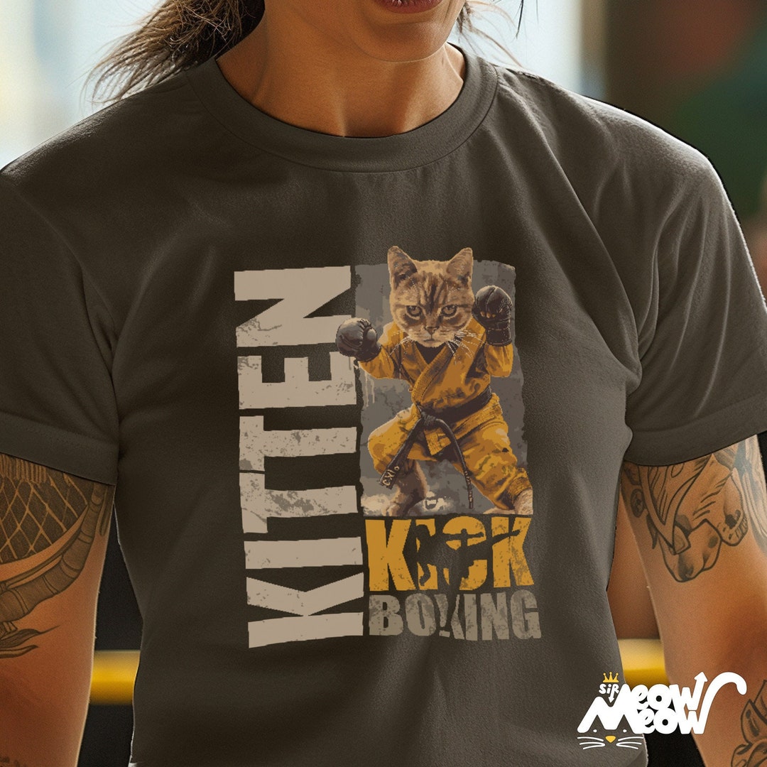 Kitten Kickboxing T-shirt, Funny Cat Martial Arts Design, Perfect Gift ...