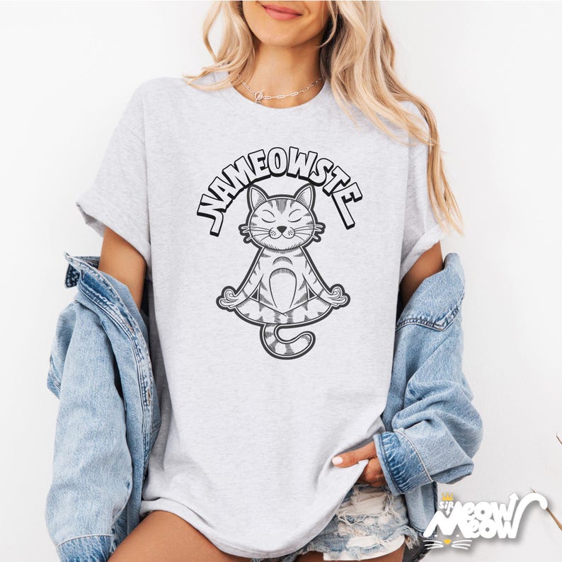 Maglietta con gatto yoga Nameowste: divertente maglietta Zen con ...