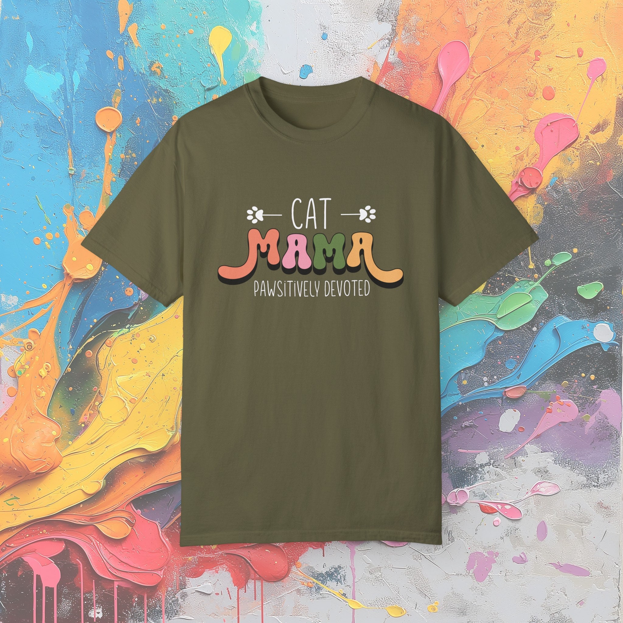 Cat Mama T-shirt Pawsitively Devoted, Pet Parent Casual Tee, Perfect ...