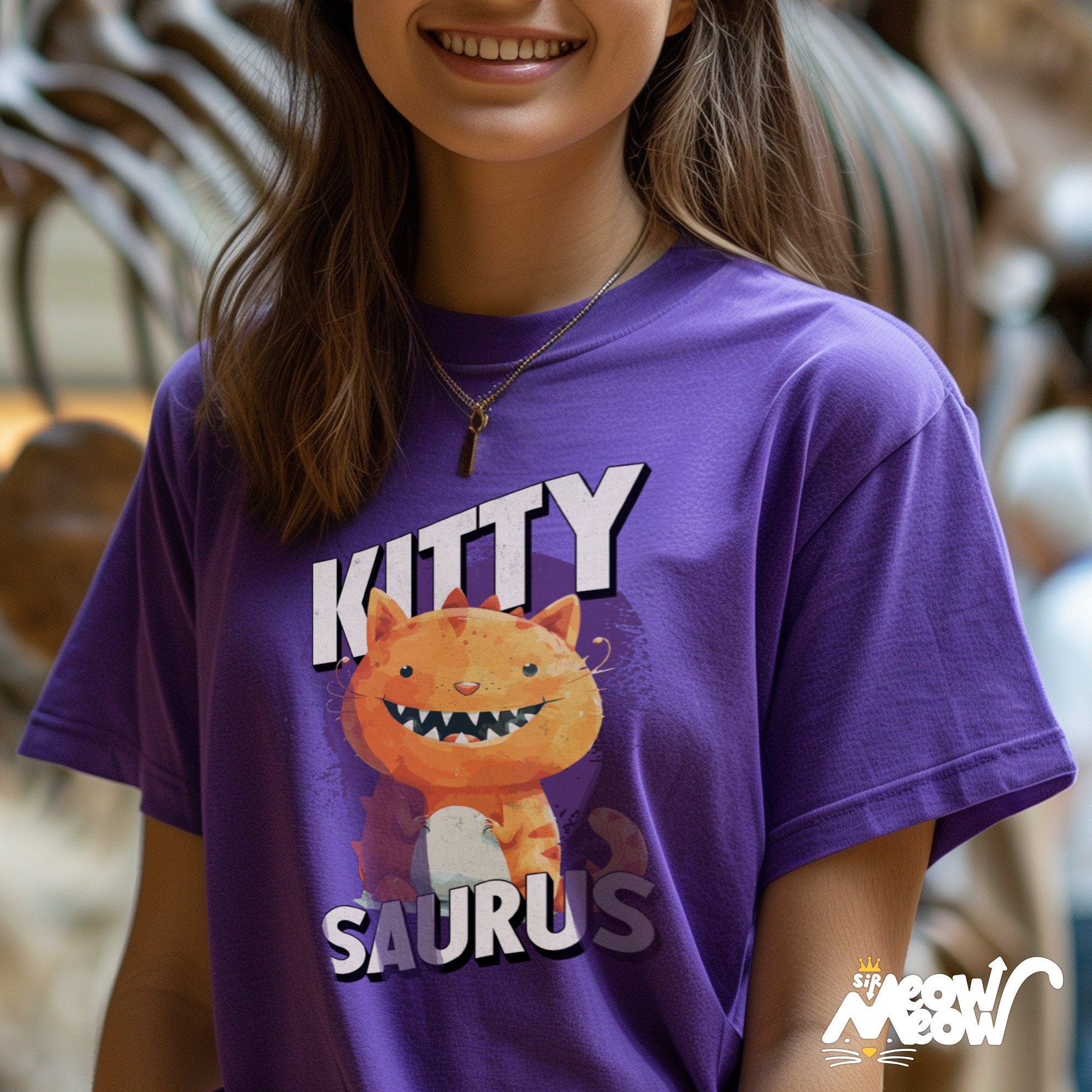 Kittysaurus T-shirt, Cute Dinosaur Cat Unisex Tee, Perfect for Cat and ...
