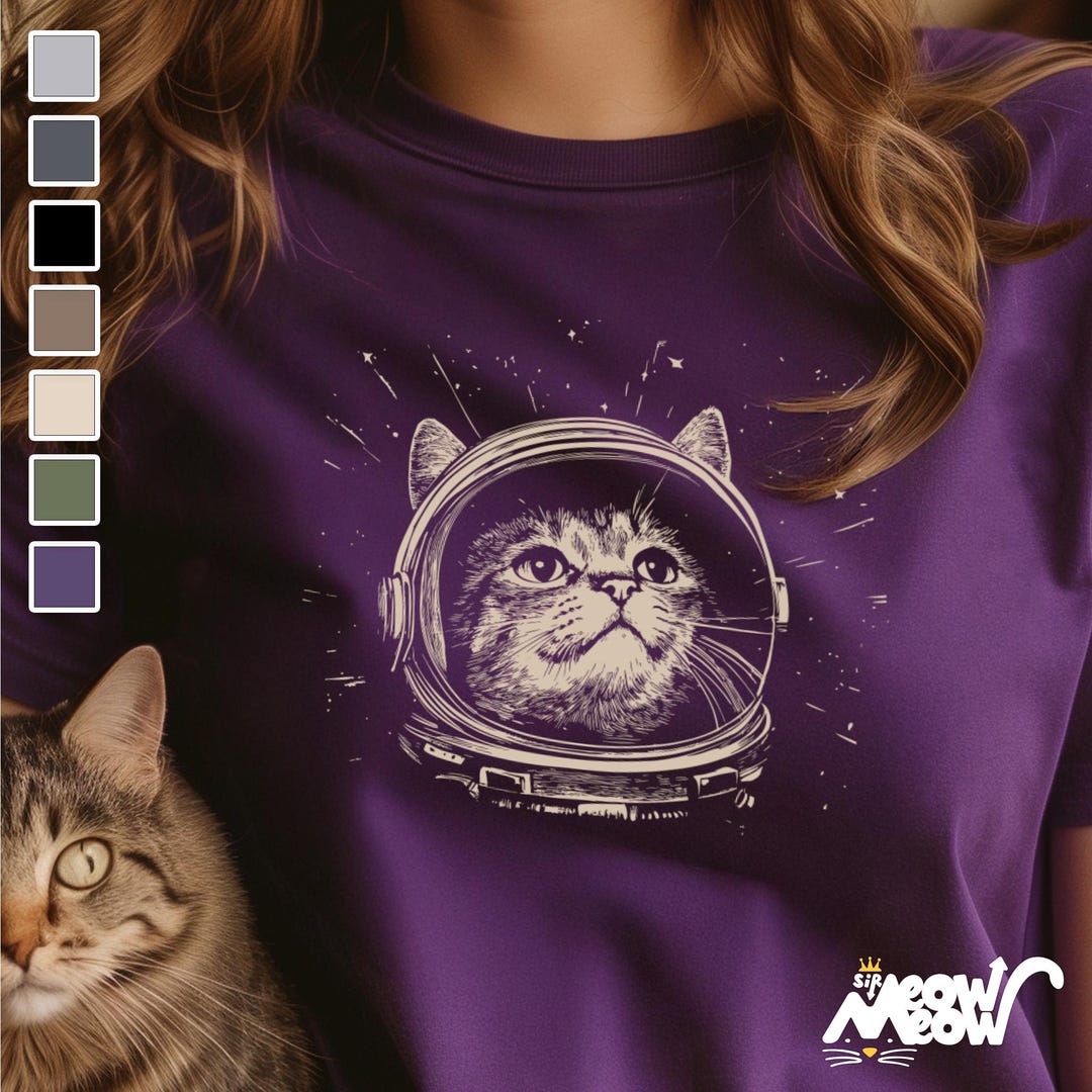 Astronaut Cat T-shirt: Cosmic Kitty Space Design - Etsy
