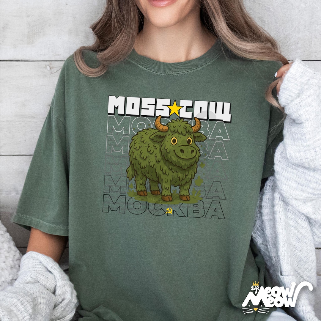 Comfort Colors Moss Cow T-shirt, Funny Moss Cow Tee With Russian Moscow ...
