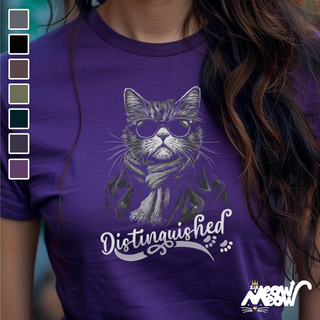 Distinguished Cat T-shirt | Cool Cat in Sunglasses & Scarf | Purrfect ...