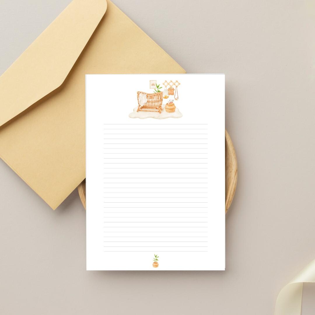 Baby Note Paper | Baby Writing Paper | Baby Stationery | 2 Pages ...